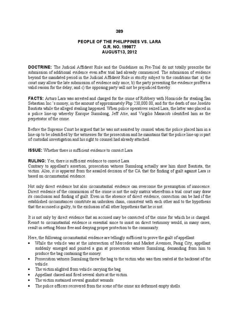 People V Lara | PDF | Circumstantial Evidence | Evidence