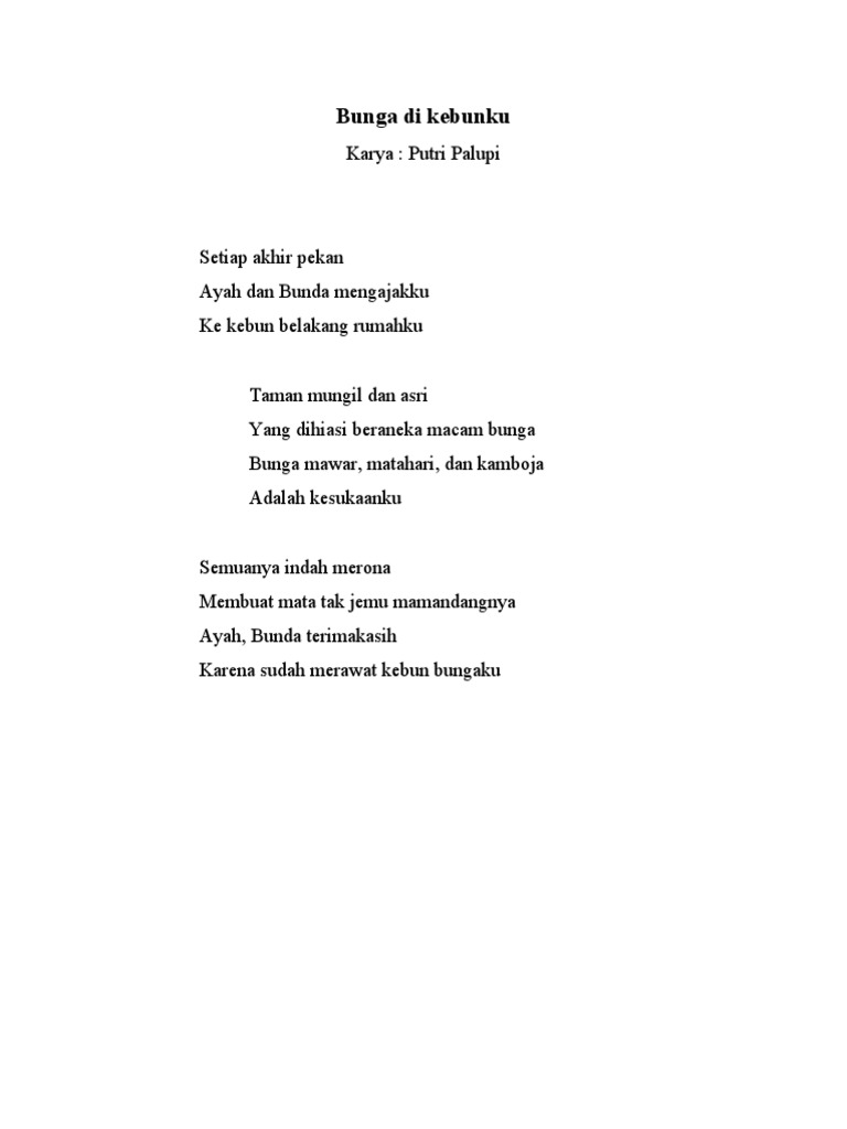Puisi - Bunga Di Kebunku | PDF