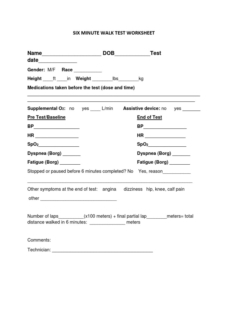 Six Minute Walk Test Guide | PDF | Wellness