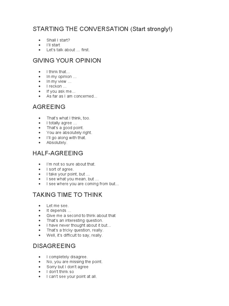 Useful Phrases For Speaking B1 | PDF