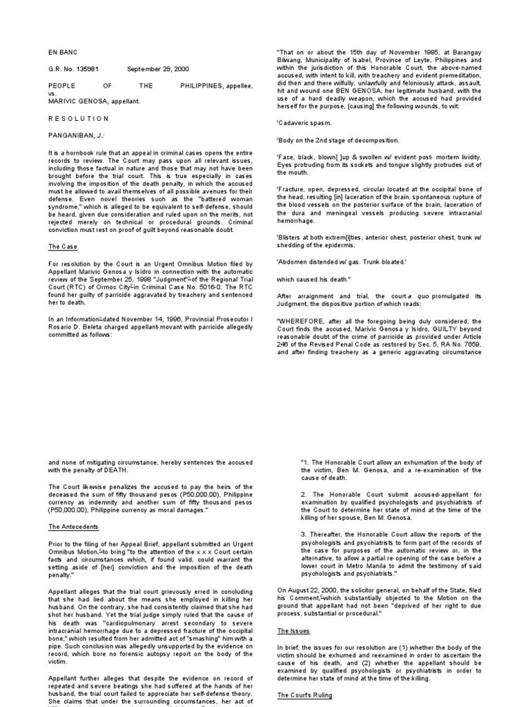 G.R. No. 135981 September 29, 2000 People OF THE PHILIPPINES, Appellee ...