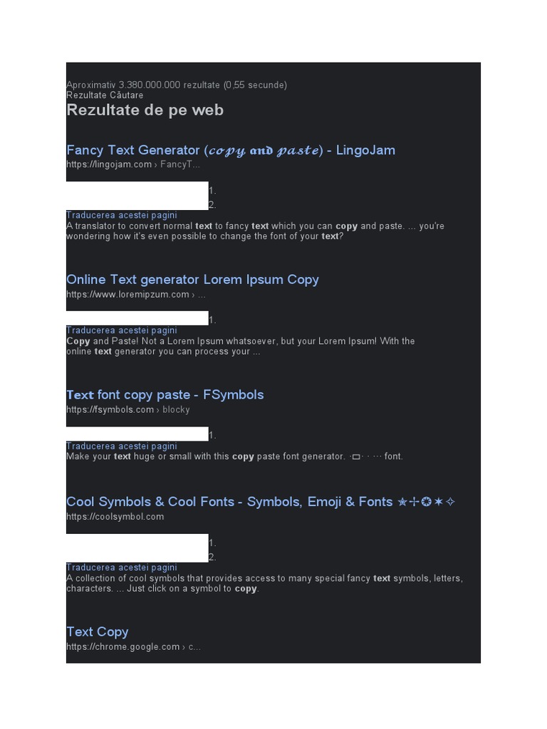 Rezultate de Pe Web: Fancy Text Generator ( ) - Lingojam | PDF | Keyboard Shortcut | Software