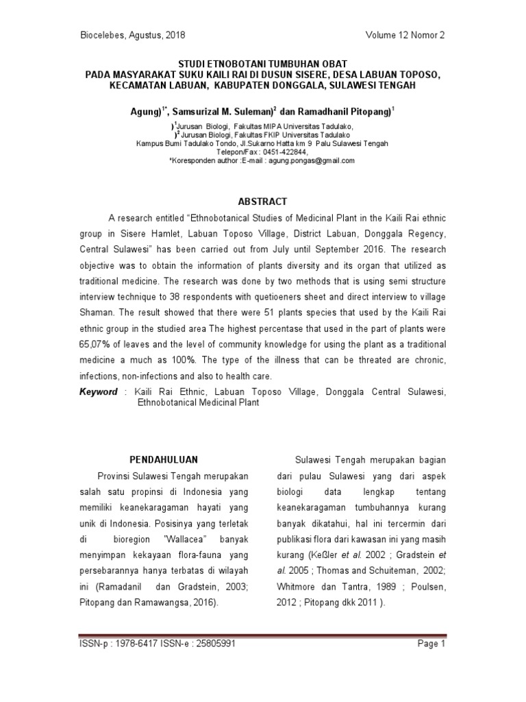 Keyword: Kaili Rai Ethnic, Labuan Toposo Village, Donggala Central ...