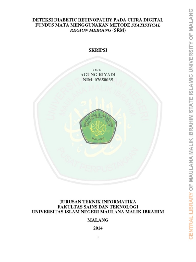 Deteksi Diabetic Retinopathy Pada Citra Digital Fundus Mata Menggunakan ...