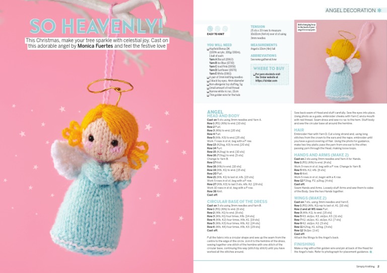 Knitted Angel Pattern f523508 | Download Free PDF | Knitting | Yarn