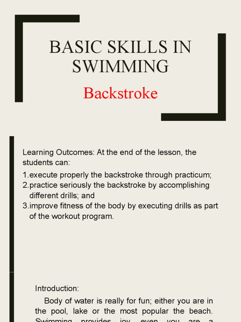 Basic Skills in Swimming: Backstroke | PDF | Swimming | Swimming (Sport)