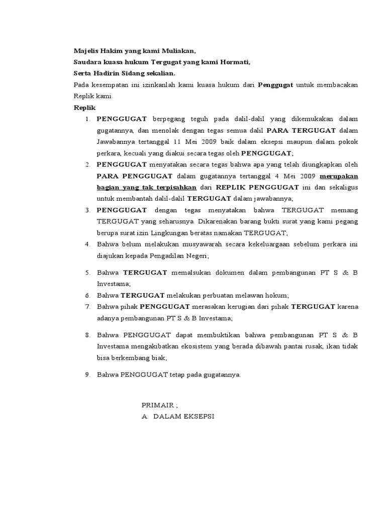 Surat Baca Replik | PDF