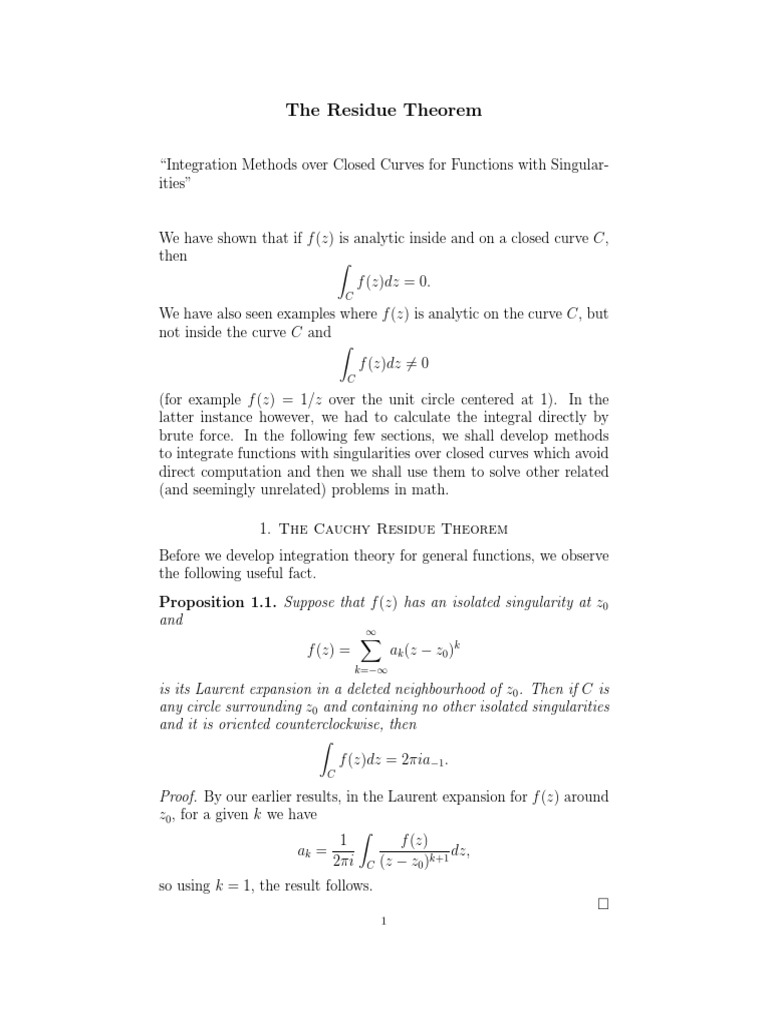 The Residue Theorem | PDF | Zero Of A Function | Functions And Mappings