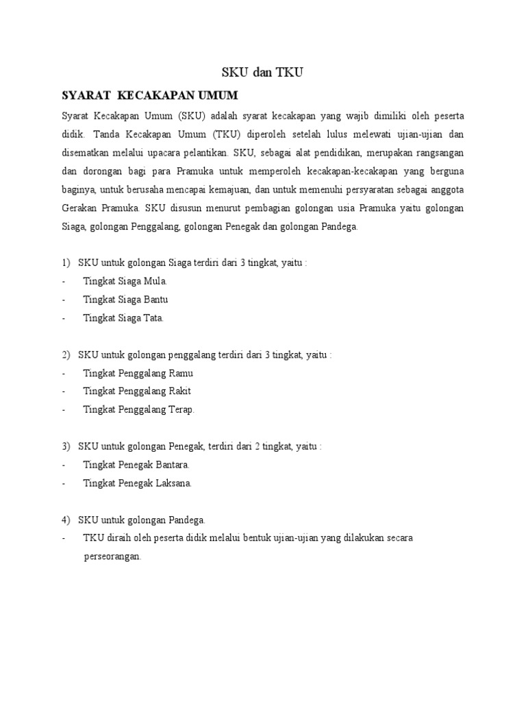 SKU Dan TKU | PDF | Sejarah