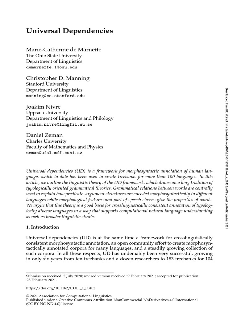 Universal Dependencies | PDF | Clause | Part Of Speech