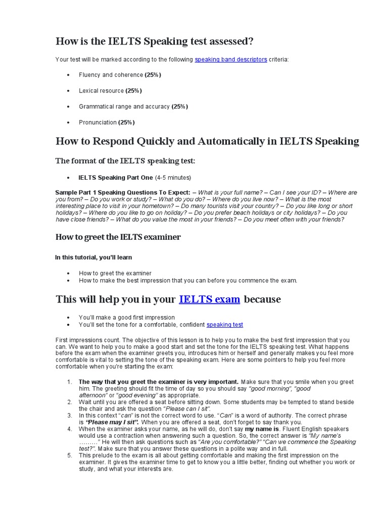 Speaking Ielts | PDF | Test (Assessment) | International English ...