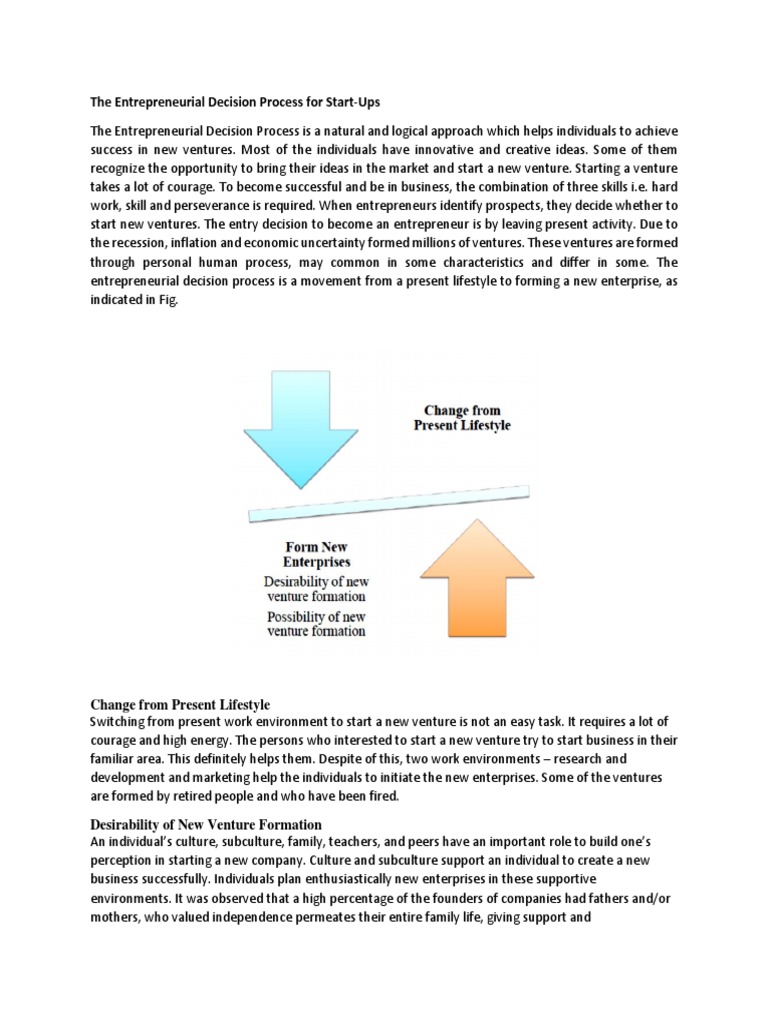 The Entrepreneurial Decision Process For Start-Ups | PDF ...