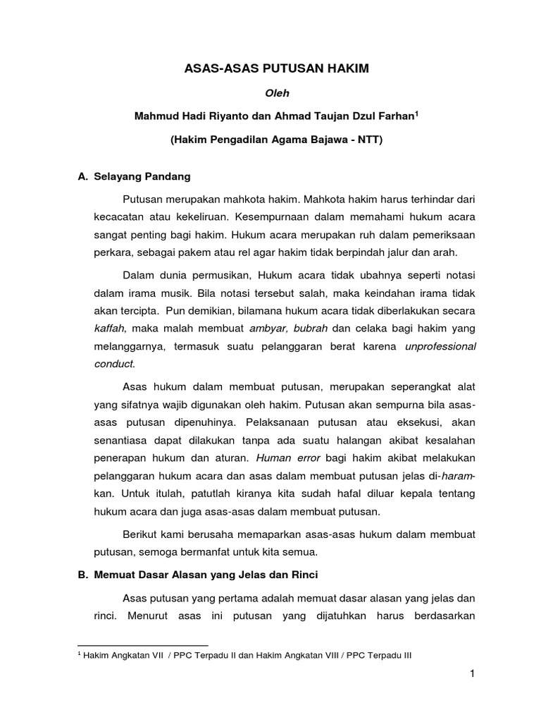 Asas Putusan Hakim: Prinsip dan Penerapan | PDF | Politik | Hukum