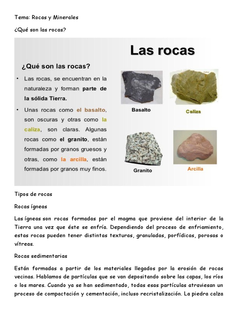 Tipos y Usos de Rocas y Minerales | PDF | Roca (geología) | Minerales