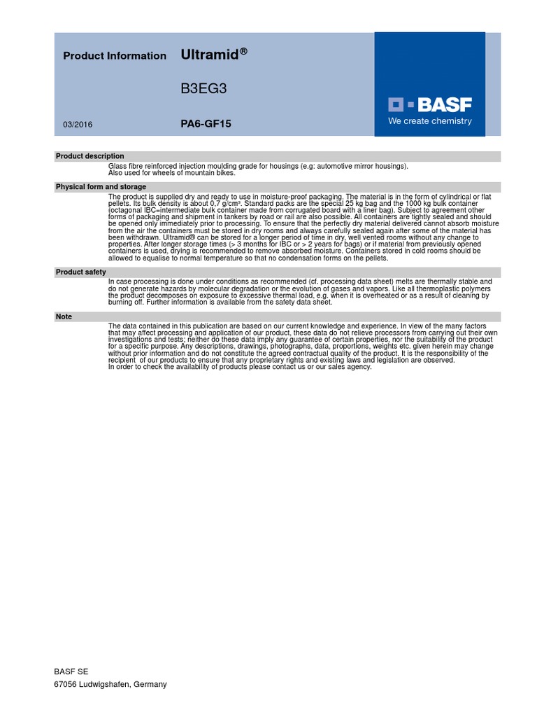 Pa6 GF15 - Basf Ultramid B3eg3 | PDF | Strength Of Materials | Pascal ...