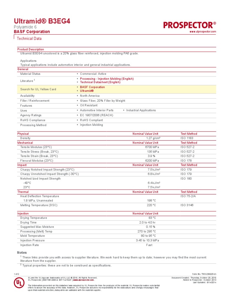Pa6 GF20 - Basf Ultramid B3eg4 | PDF | Strength Of Materials | Building ...