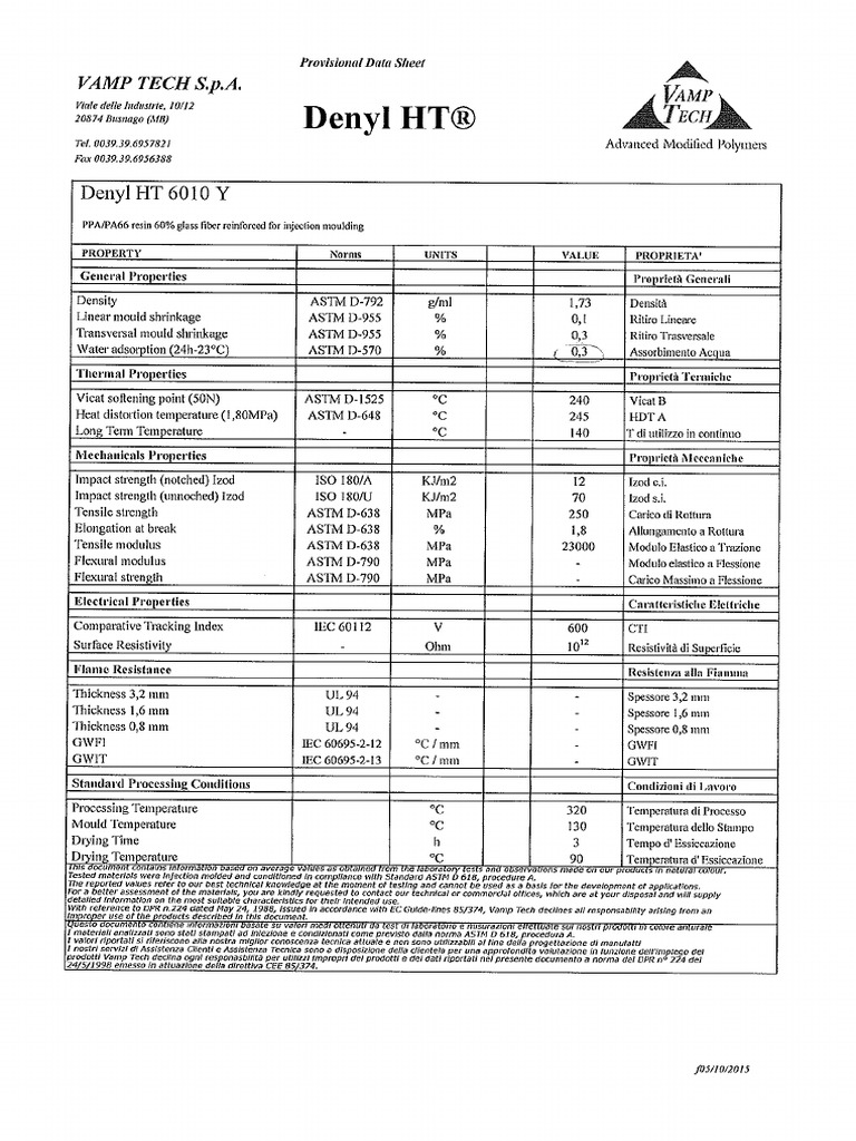 Pa66 GF60 - Vamp Tech Denyl HT 6010y | PDF