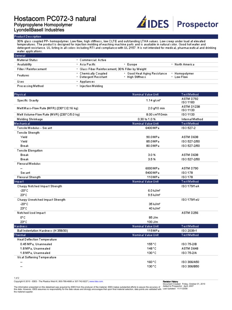 PP GF30 - Hostacom PC072-3 Naturale-2 | PDF | Chemistry | Building ...