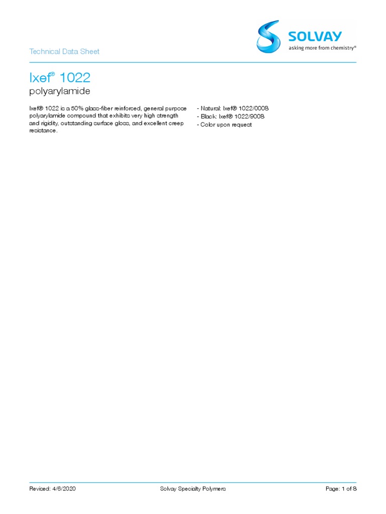 Para - Solvay Ixef 1022 | PDF | Viscosity | Trademark