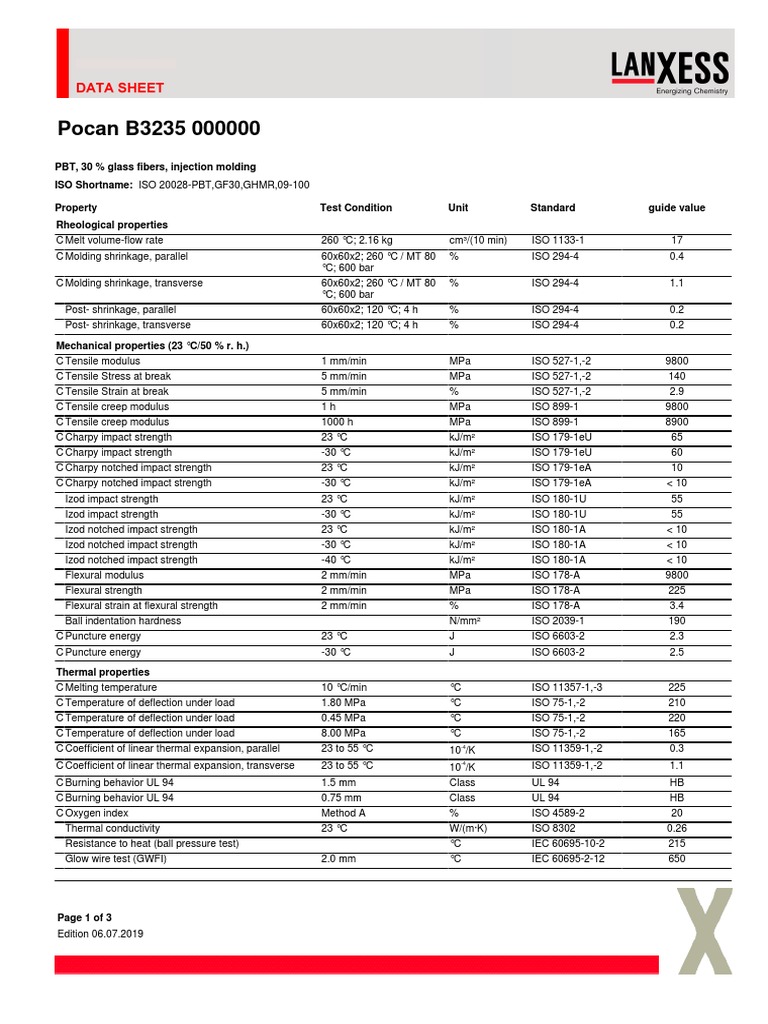 PBT - Lanxess Pocan B3235 000000 | PDF | Strength Of Materials | Disclaimer