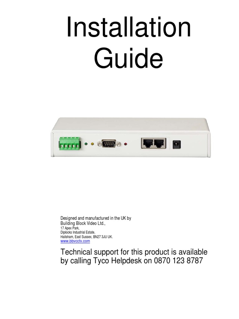 Installation Guide: Technical Support For This Product Is Available by ...