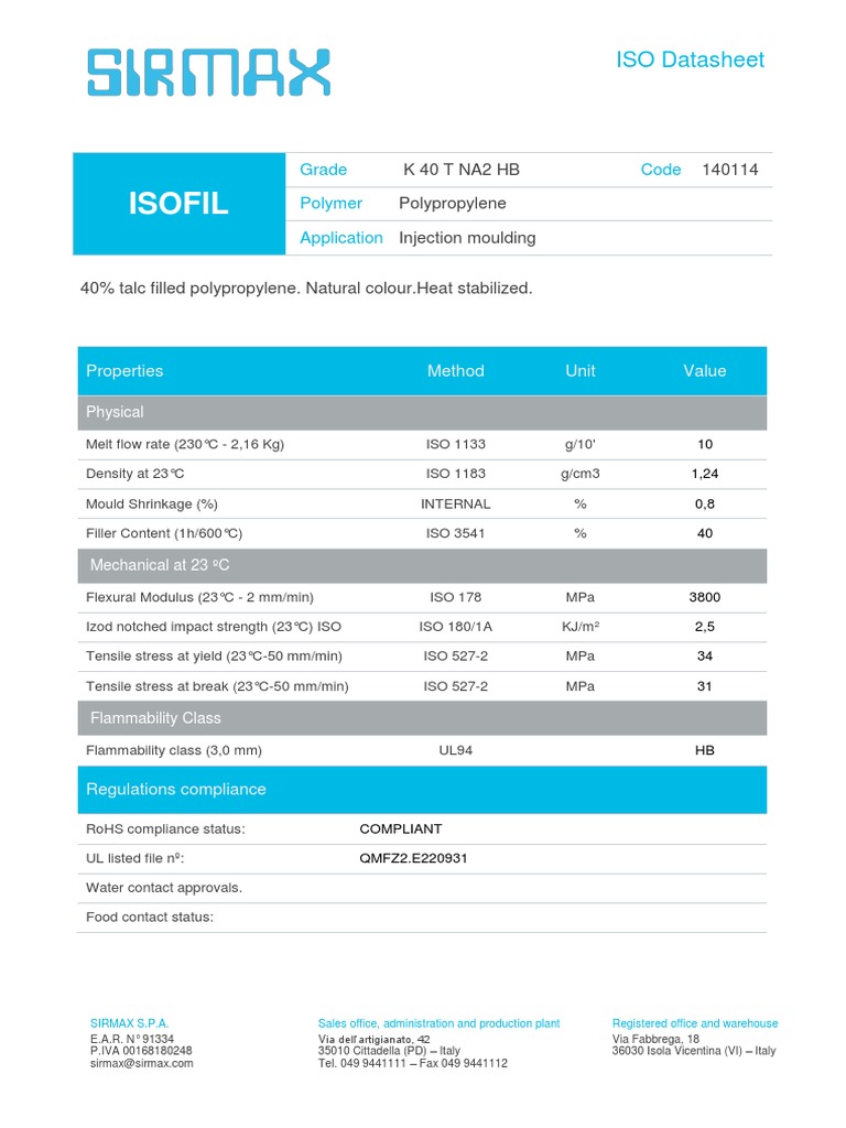 Isofil: ISO Datasheet | PDF | Chemistry | Building Engineering