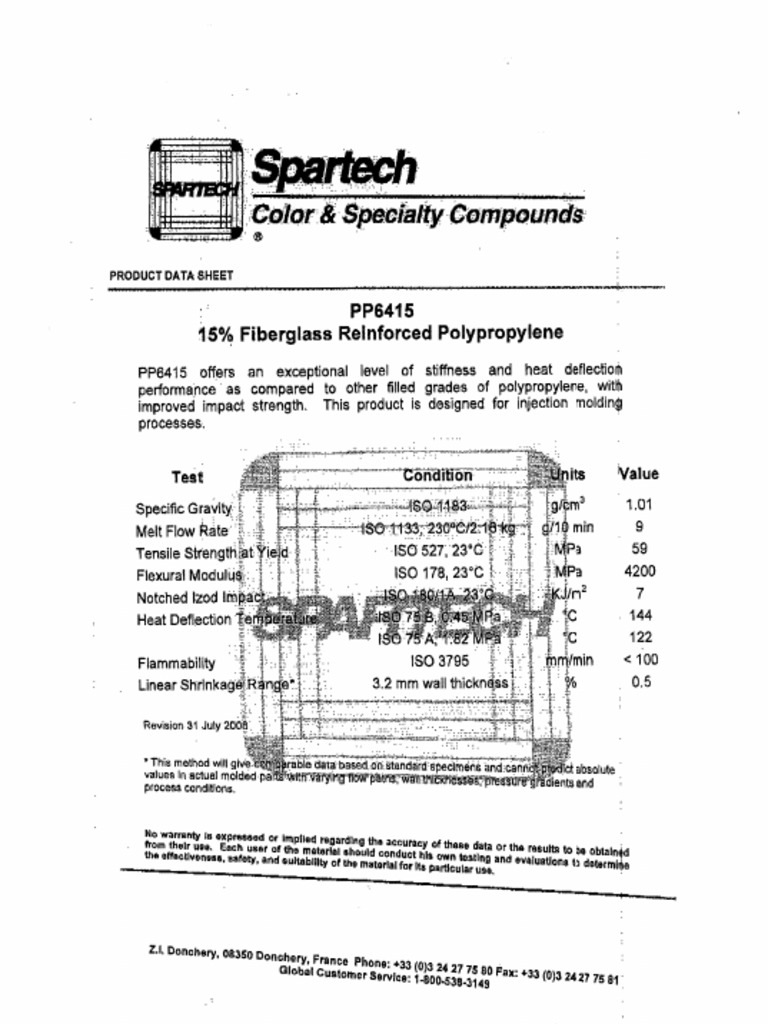 PP GF15 - Spartech PP6415 | PDF