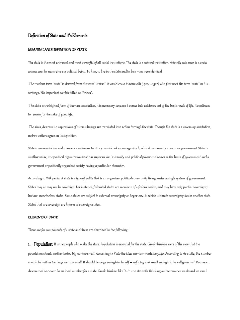 Definition of State and It | PDF | Sovereignty | Sovereign State