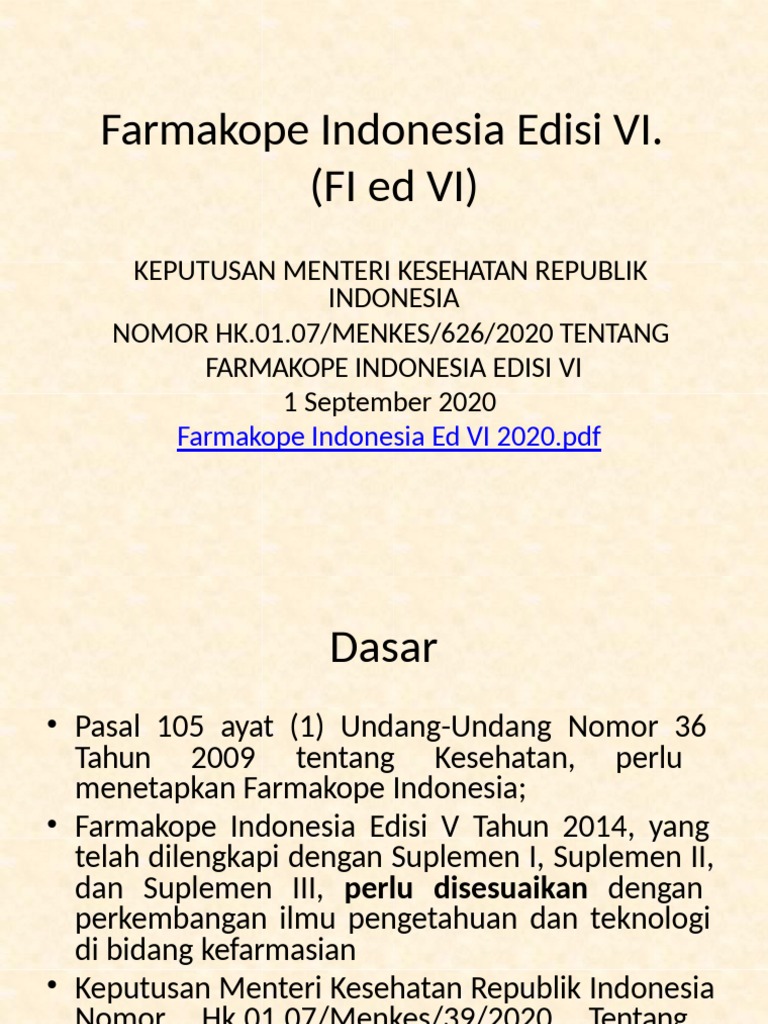 Pertemuan Ke 10 - Farmakope Indonesia Edisi VI-dikonversi | PDF