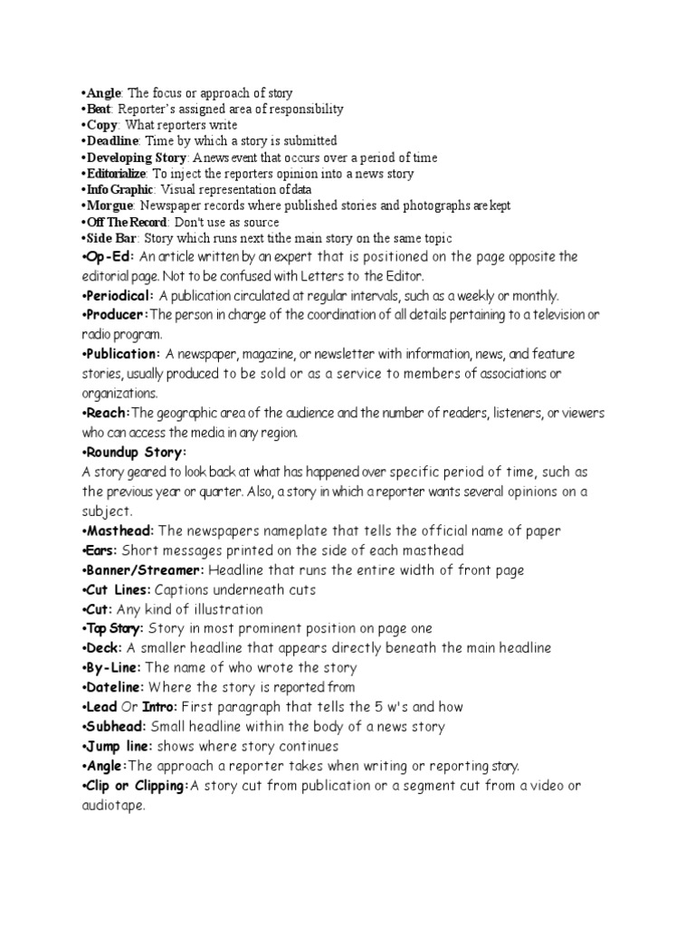 Glossary Journalism | PDF | Newspapers | News