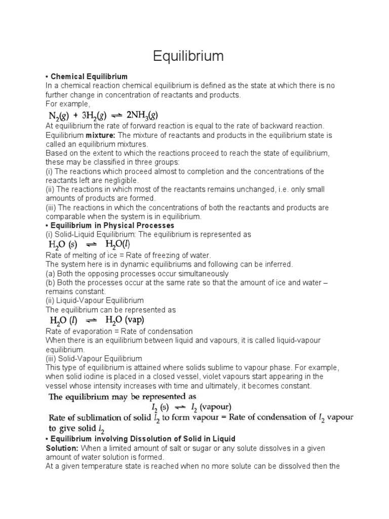 Equilibrium Notes | PDF | Acid | Chemical Equilibrium