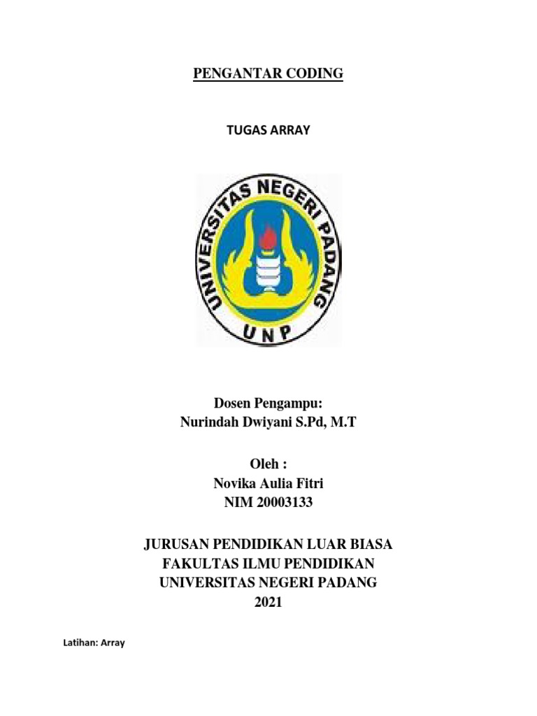 Tugas Array P. Coding Novika Aulia Fitri (20003133) - WPS Office | PDF
