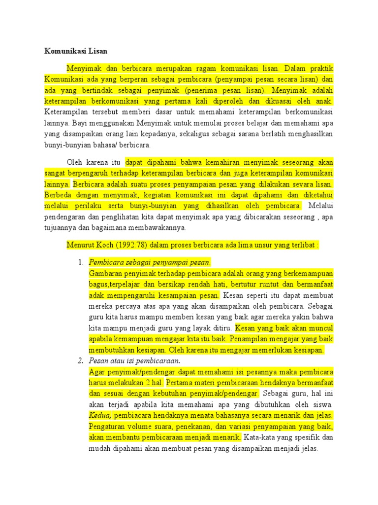 Komunikasi Lisan | PDF
