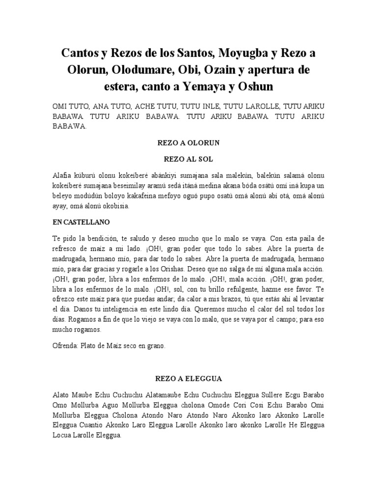 Cantos y Rezos de Los Santos | PDF | Religión étnica | Santeria