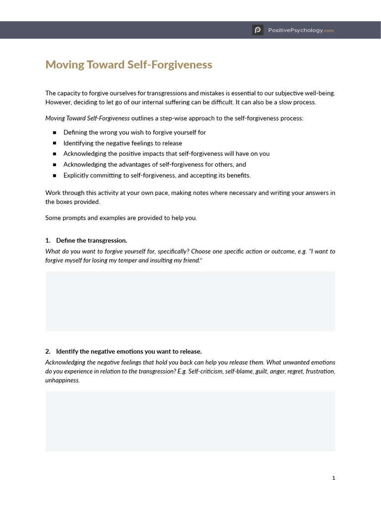 Moving Toward Self Forgiveness | PDF | Forgiveness | Applied Psychology
