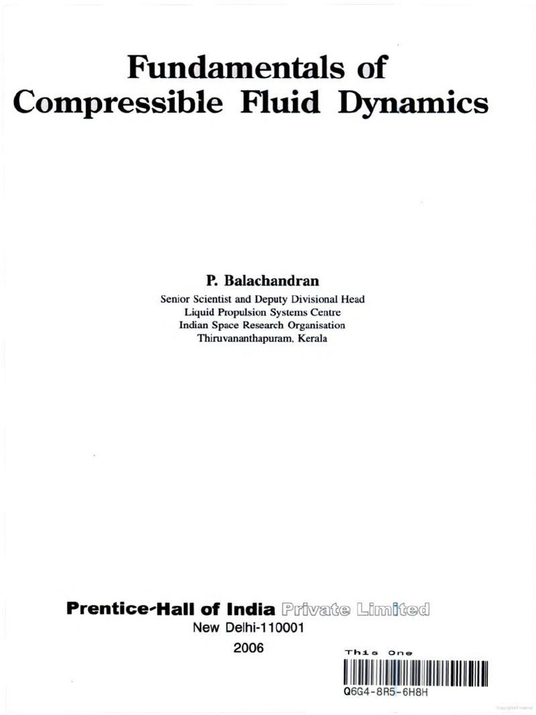 Fundamentals of Compressible Fluid Dynamics Balachandran | PDF
