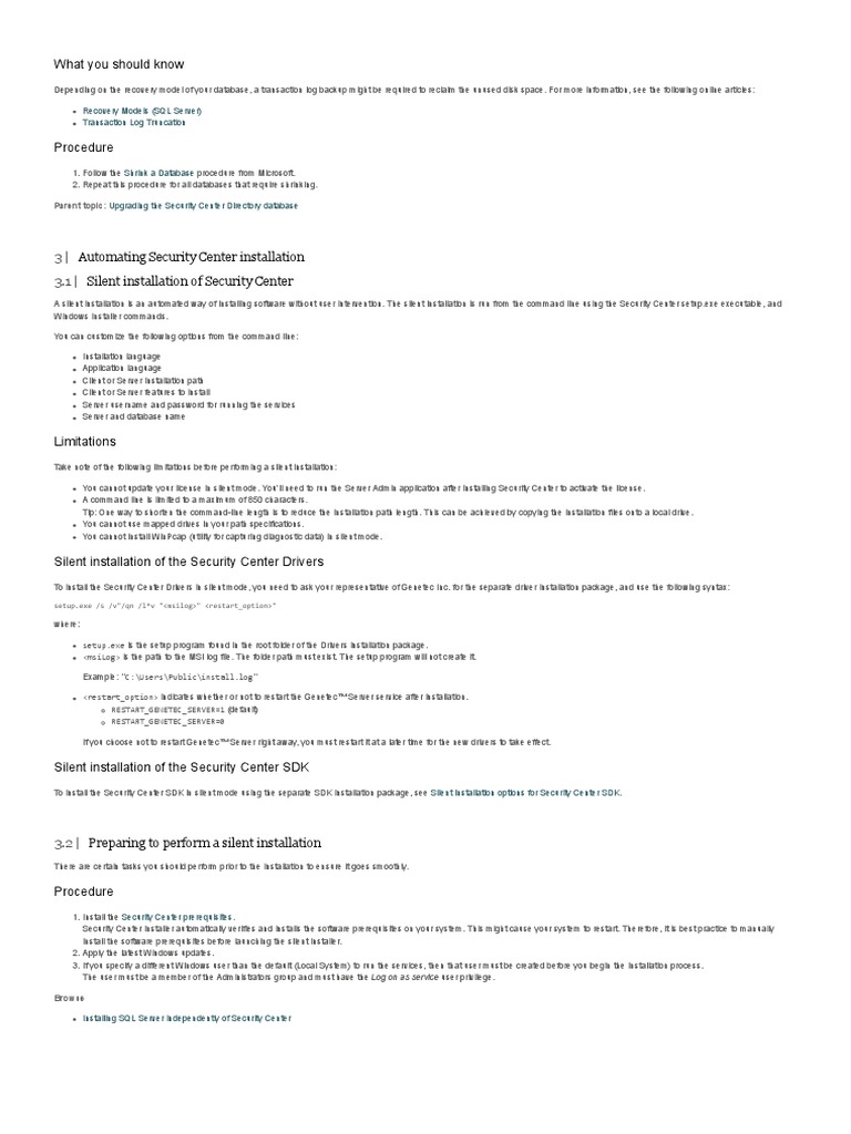 Genetec Silent Install Parameters | PDF | Installation (Computer ...