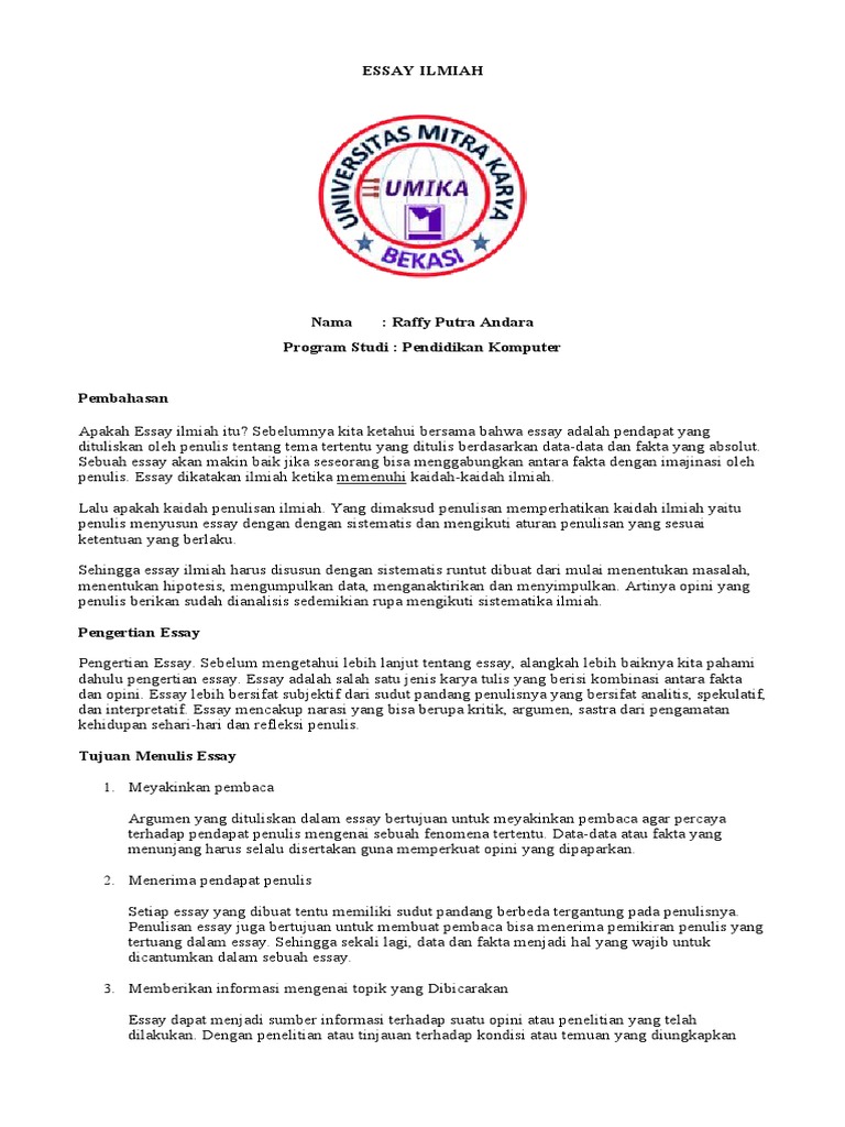 Panduan Menulis Essay Ilmiah | PDF | Sains & Matematika