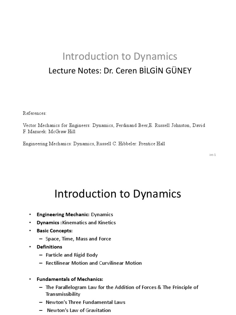 Ch00 Introduction To Dynamics | PDF | Force | Weight