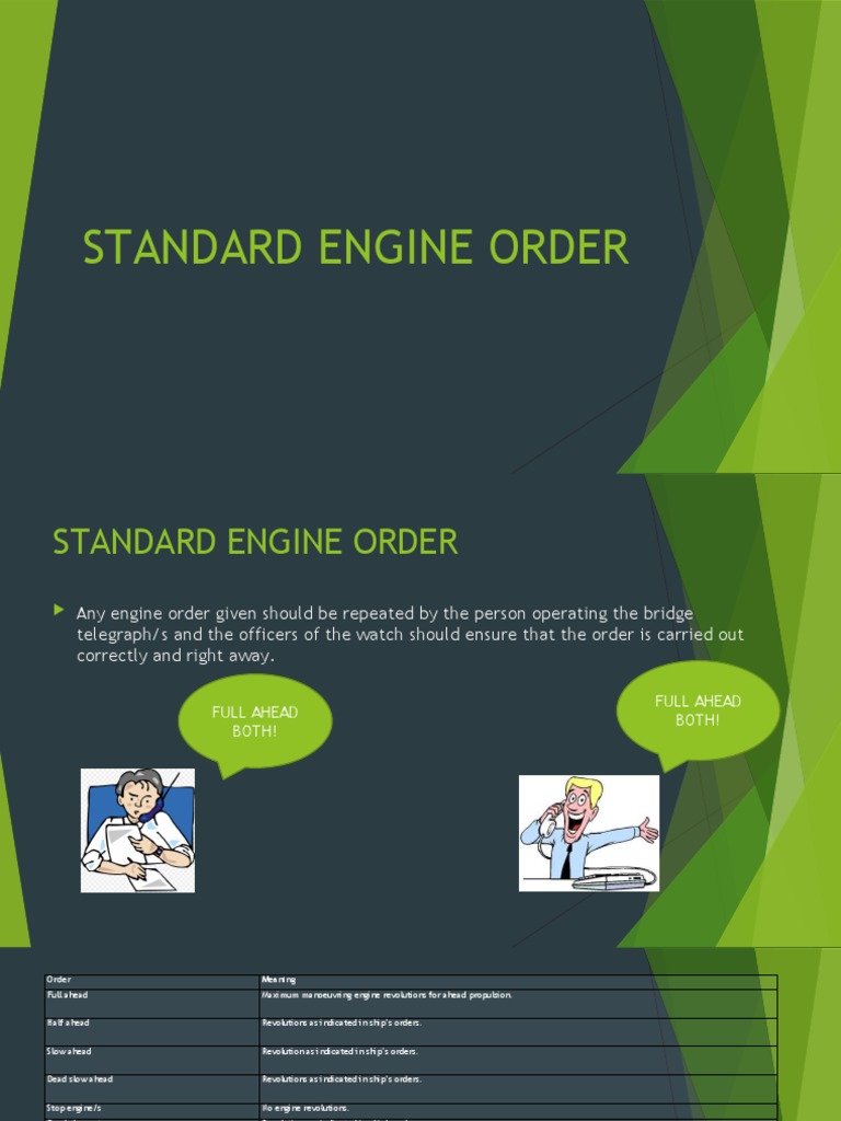 Standard Engine Orders Overview | PDF | Ships | Propeller