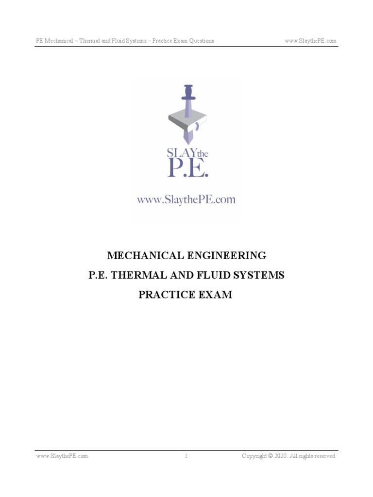 Slay The Pe - Mechanical - Tfs Practice Exam Questions 2020 | PDF ...