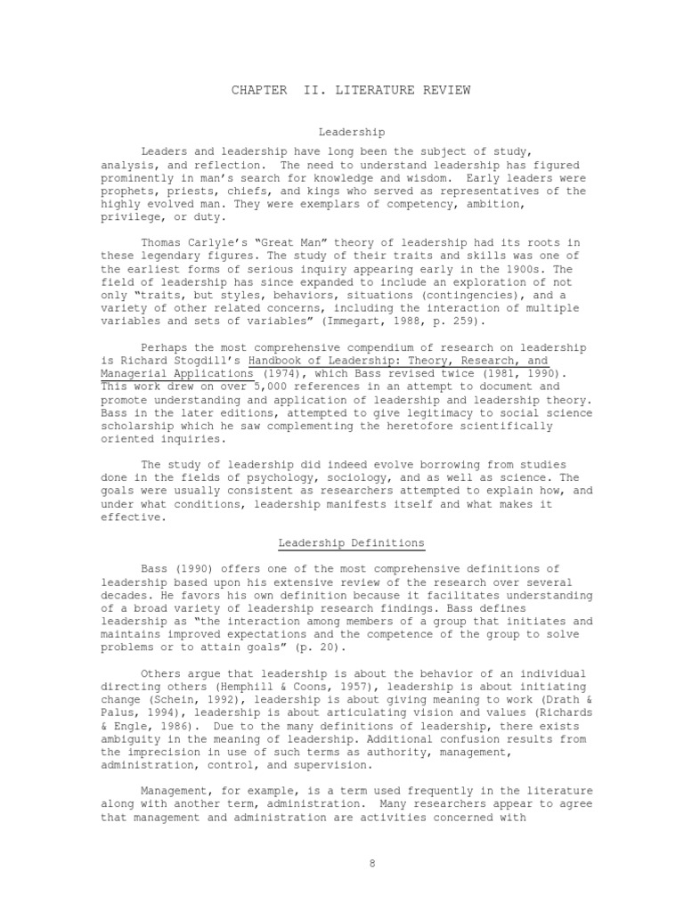 Chapter Ii. Literature Review | PDF | Leadership | Servant Leadership