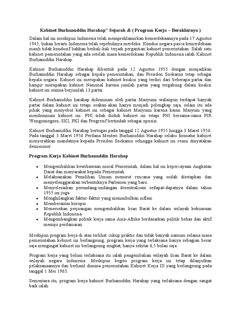 Kabinet Burhanuddin Harahap | PDF