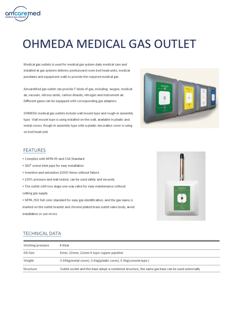 Medical Gas Outlet Types and Standards | PDF | Oxide | Gases