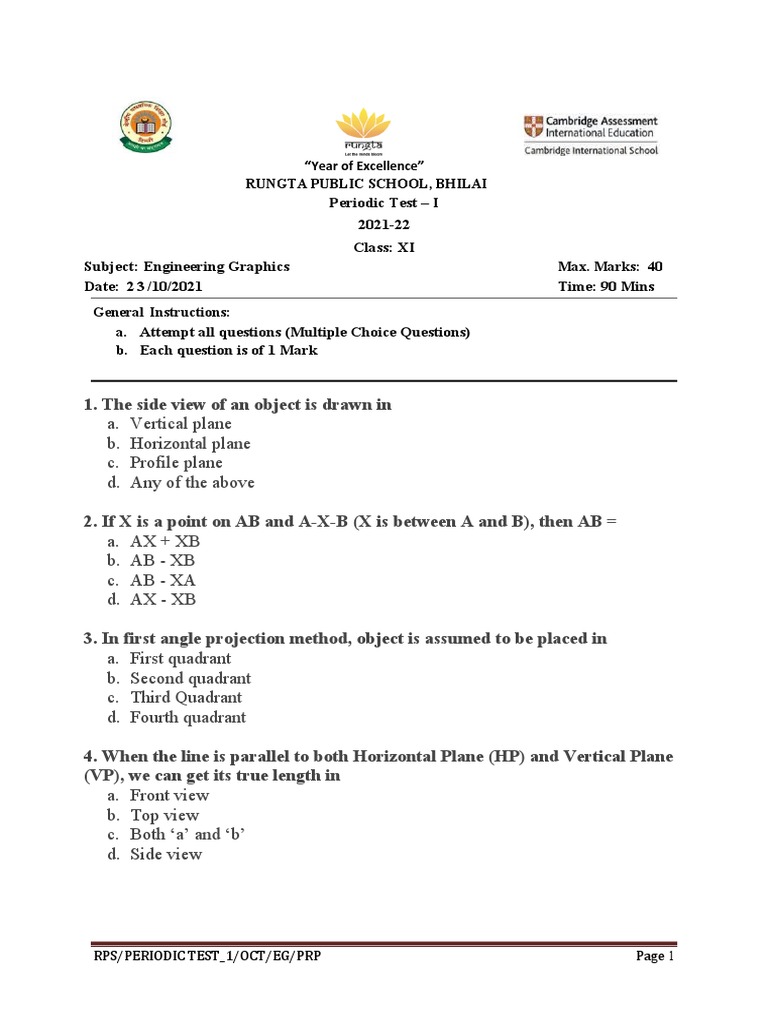 "Year of Excellence" Rungta Public School, Bhilai: Rps/Periodic Test ...