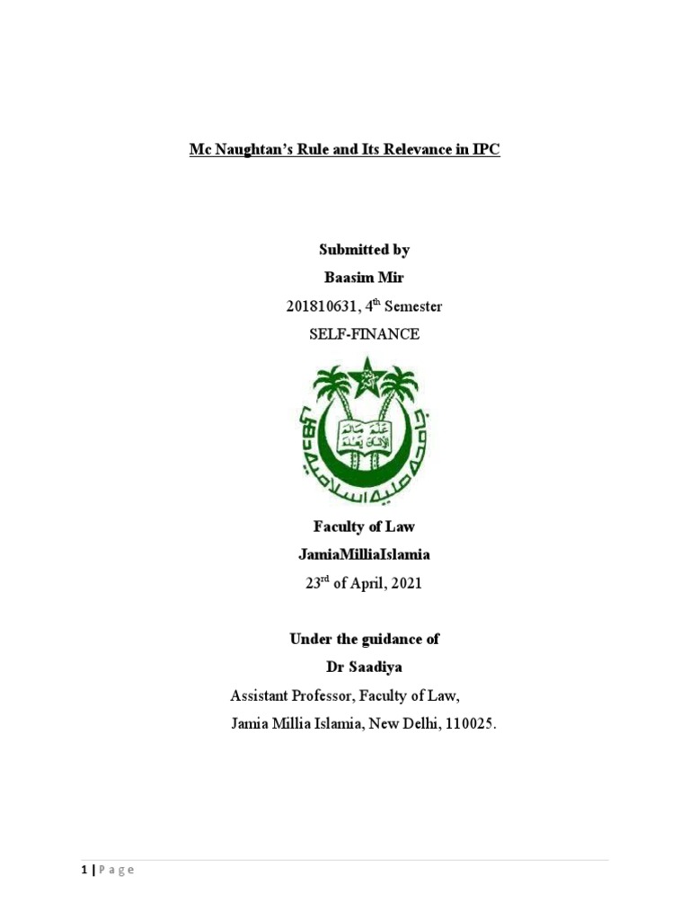 Baasim Ipc Assignment 2021 Download Free Pdf Insanity Defense