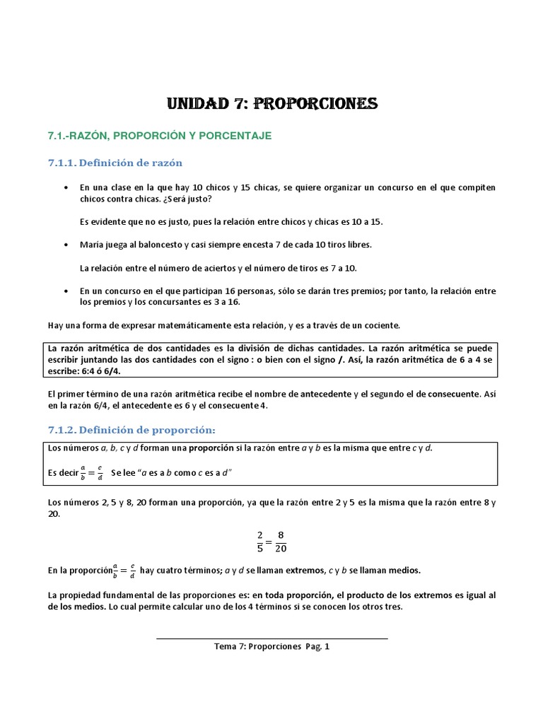 Guía de Proporciones y Porcentajes | PDF | Proporción