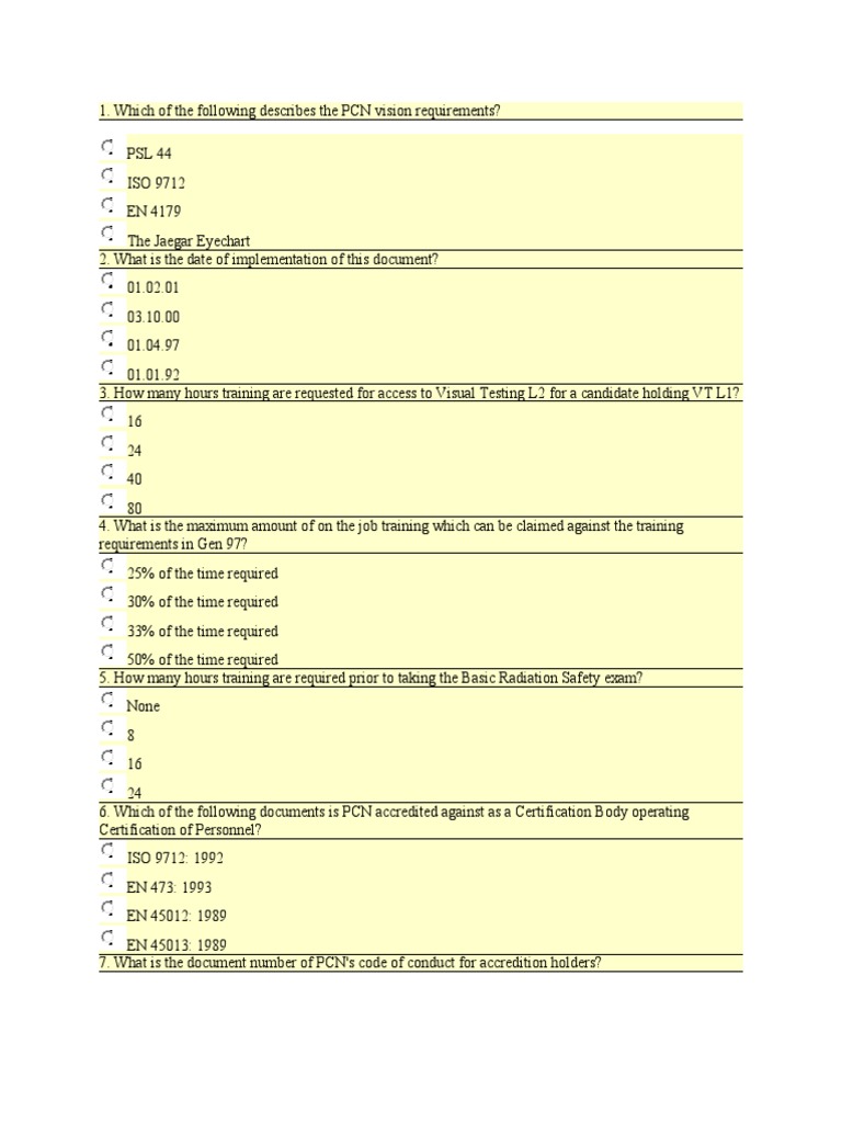 PCN Certification Exam Review: Answers and Requirements | PDF | Test ...