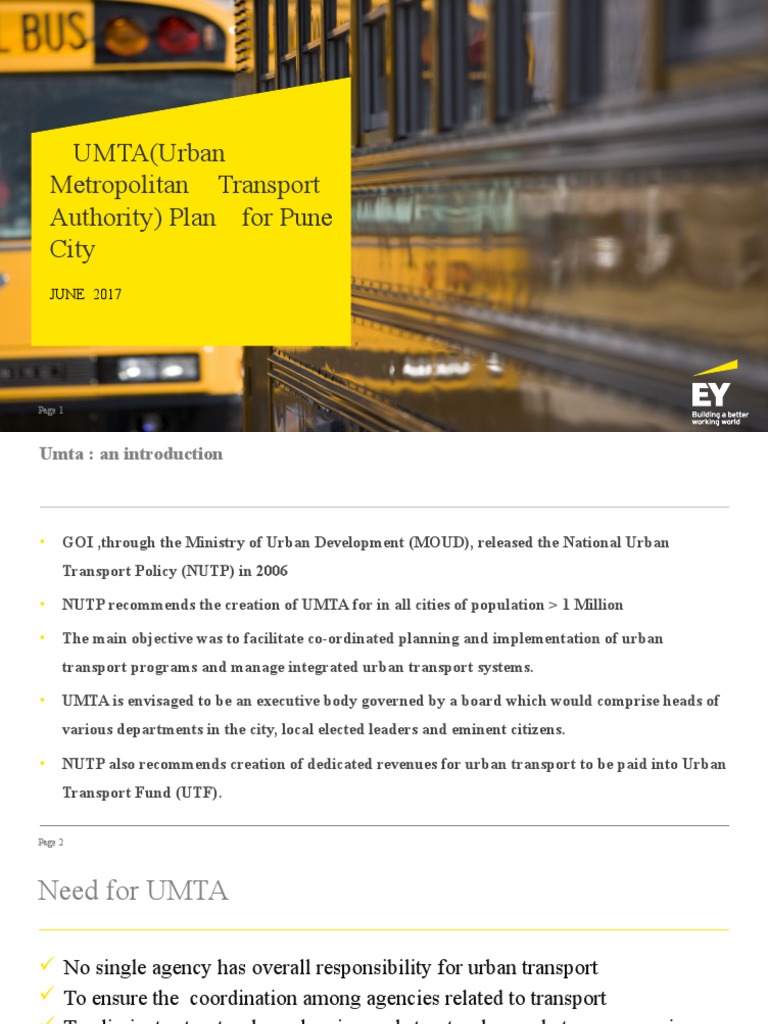 UMTA (Urban Metropolitan Transport Authority) Plan For Pune City | PDF ...