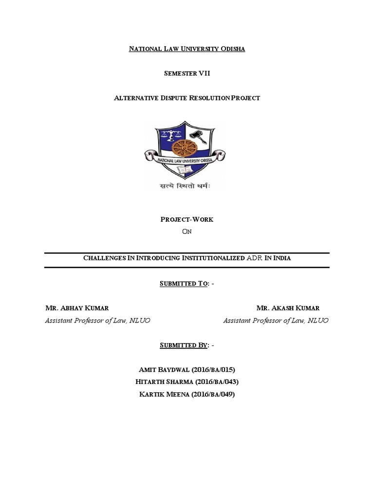 ADR Project | Download Free PDF | Alternative Dispute Resolution ...